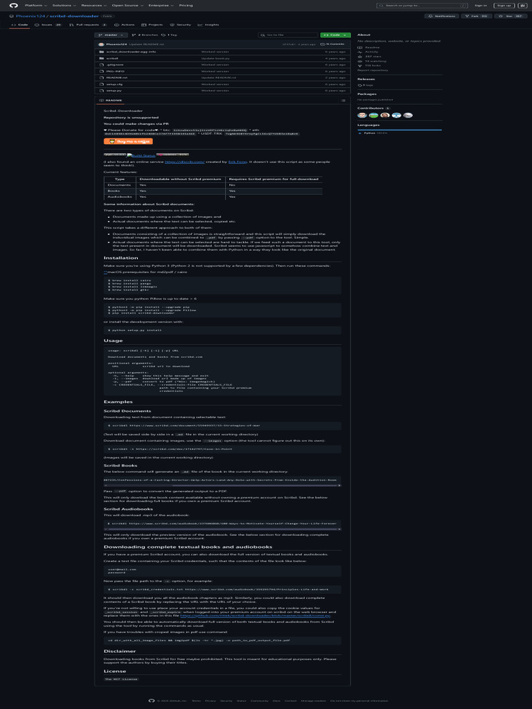 GitHub Phoenix124 - Scribd Downloader | PDF | Scribd | Computing