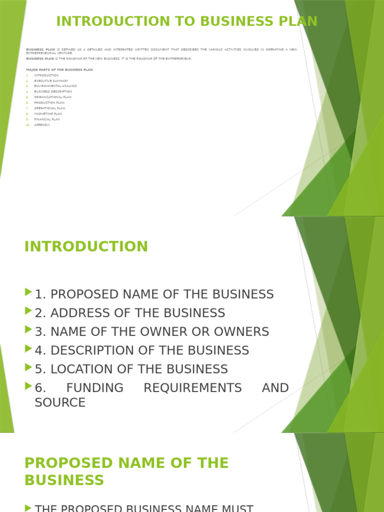 Business Plan Lesson 5 Introduction To Business Plan Introduction | PDF ...