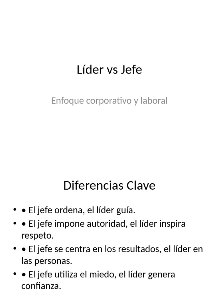 Líder vs Jefe: Claves del Éxito Laboral | PDF