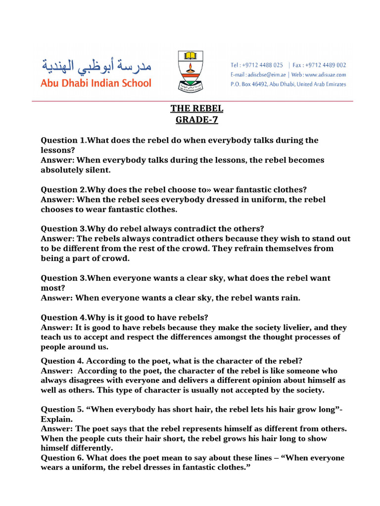 Understanding the Rebel's Attitude | PDF