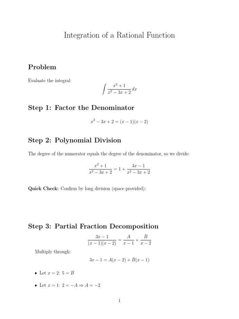 Integration of Rational Functions Polynomial Division 1 | PDF | Abstract Algebra | Mathematical ...