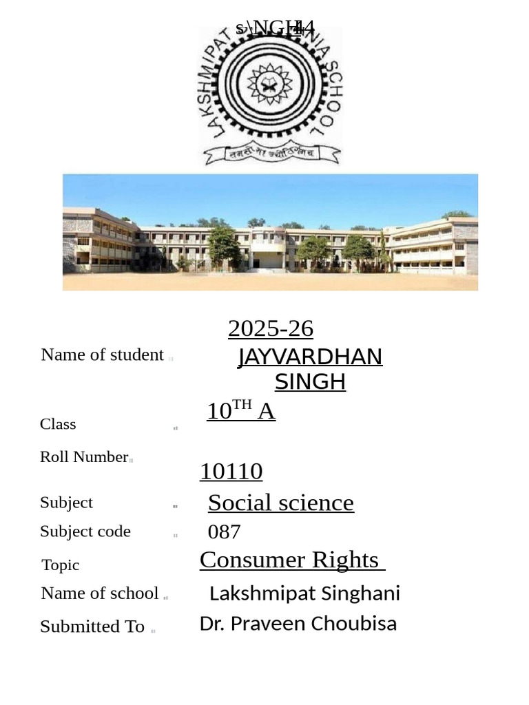 Consumer Rights - Jayvardhan Singh | PDF