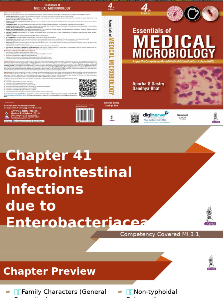 Chapter 41 - GI Infections Due To Enerobacteriaceae | PDF | Escherichia ...
