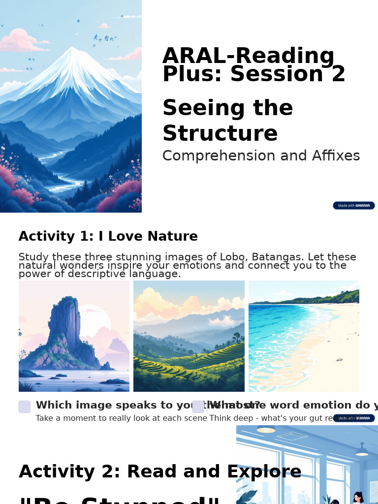 ARAL Reading Plus: Session 2 Overview | PDF | Word | Emotions