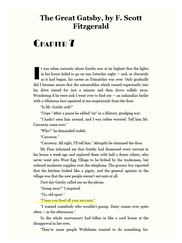 The Great Gatsby Ch. 7 Annotated | PDF | The Great Gatsby