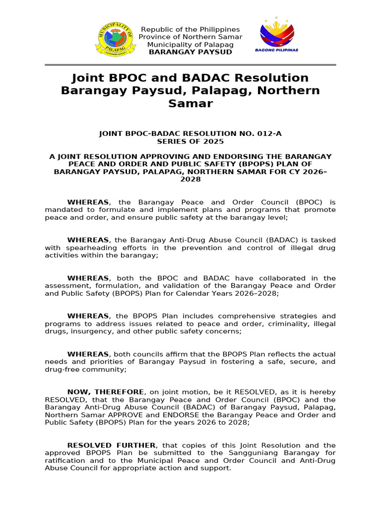 Jbpoc Plan Reso Fy 2026-2028 | PDF | Government