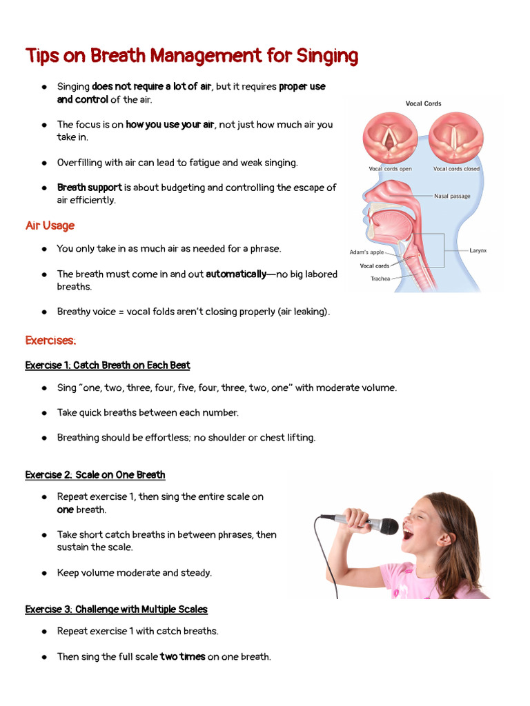 Tips On Breath Management For Singing | PDF