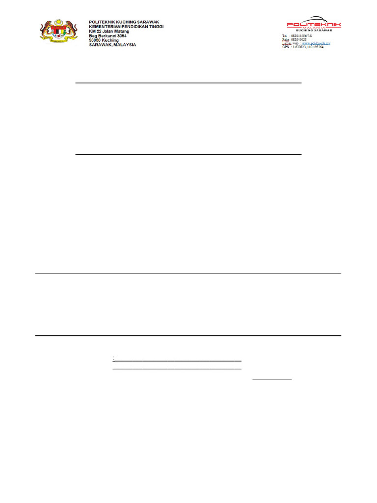 Borang Daftar Kursus Latihan Industri | PDF