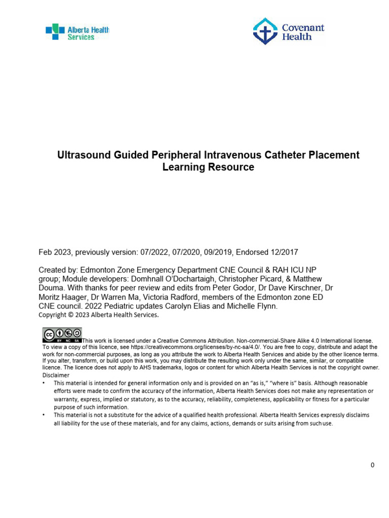Ultrasound Guided IV Learning Package Final Feb23 | PDF | Intravenous ...