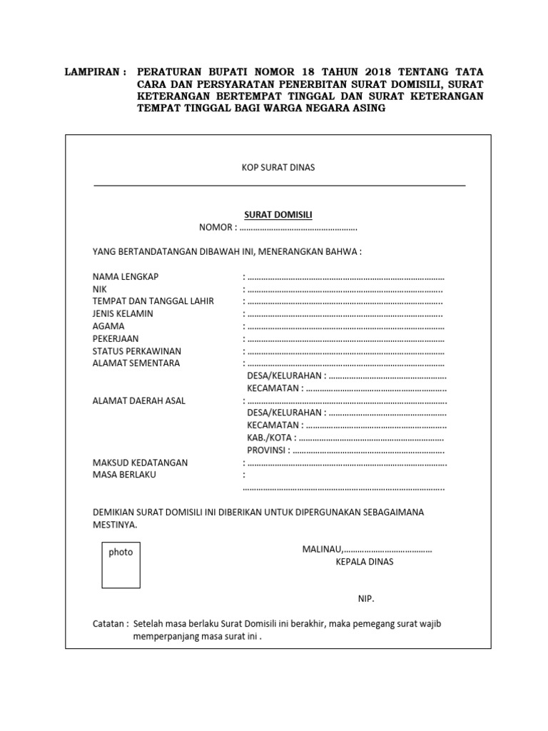 Nomor 18 Tahun Tentang Tata Cara Dan Persyaratan Surat Domisili ...