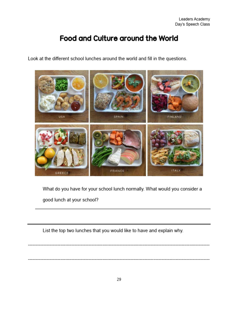 Global School Lunches Exploration | PDF | Lunch | Cuisine