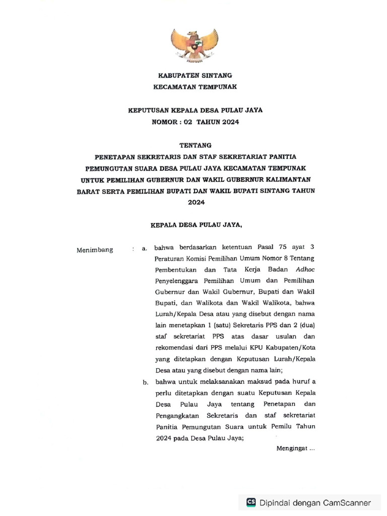 SK Sekretariat PPS Pulau Jaya | PDF