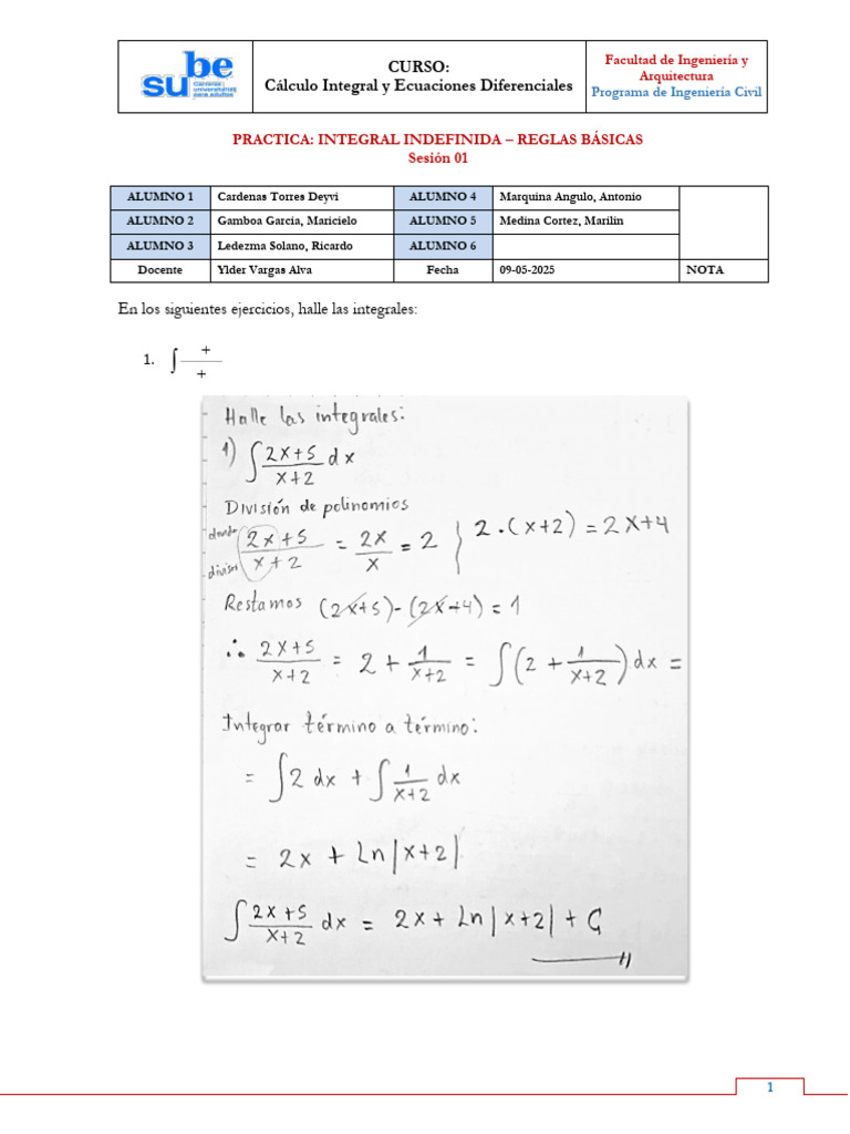 S01.2 - Resolver Ejercicios INTEGRAL INDEFINIDA - Reglas Básicas | PDF ...