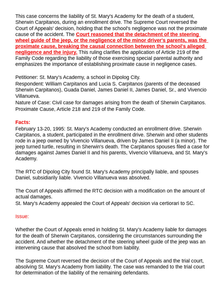 Supreme Court Ruling on School Liability | PDF | Negligence | Legal ...