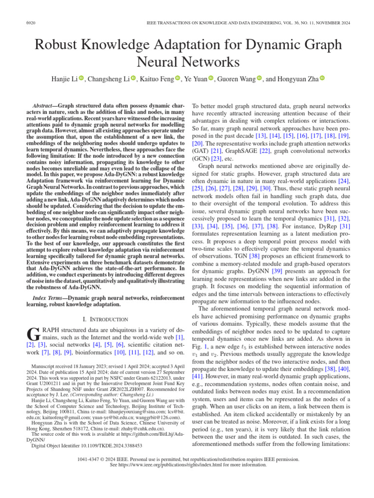 Robust Knowledge Adaptation For Dynamic Graph Neural Networks | PDF ...