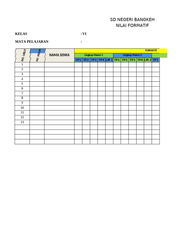 Nilai Formatif Yani | PDF