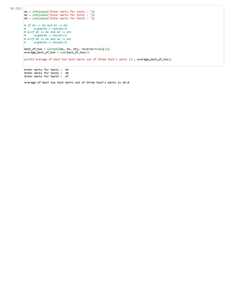 Python Prog To Find Average Marks | PDF