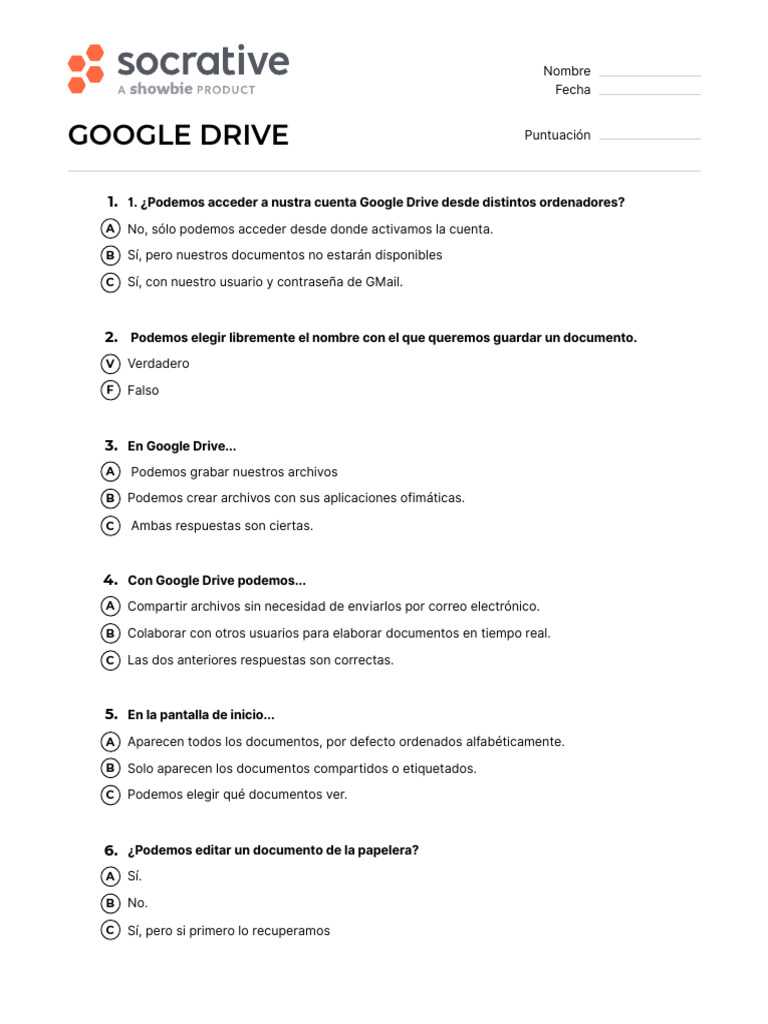 Quiz Google Drive | PDF