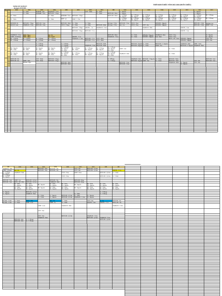 TKB THPT Chuyên NTT Năm học 2025-2026 - T7 (20.10.2025) | PDF