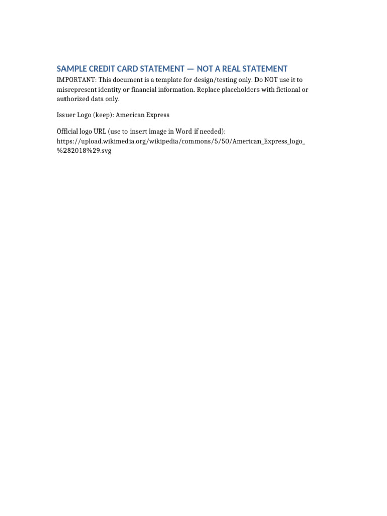 Sample Credit Card Statement Template | PDF | Credit Card | Payments