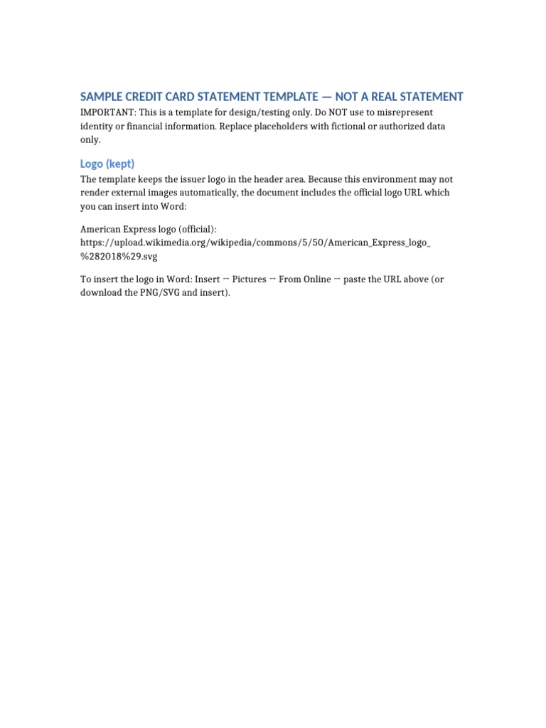 Sample Credit Statement With Logo Template | PDF | Credit Card ...