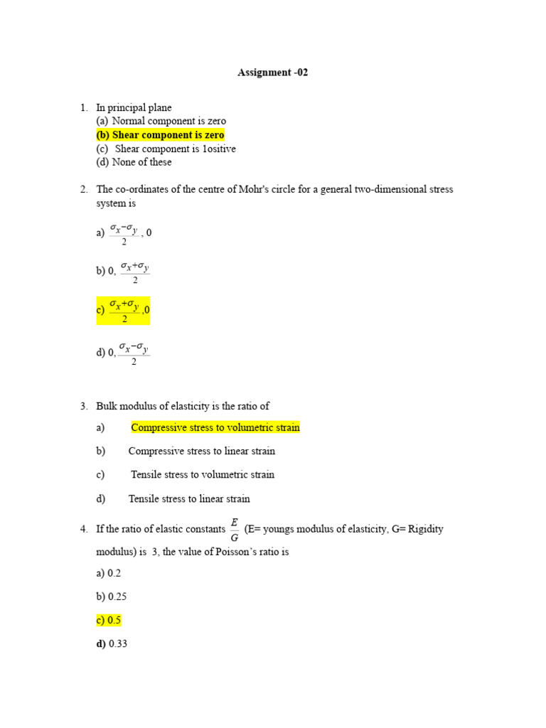 Assignment 02 Solution | PDF | Young's Modulus | Elasticity (Physics)