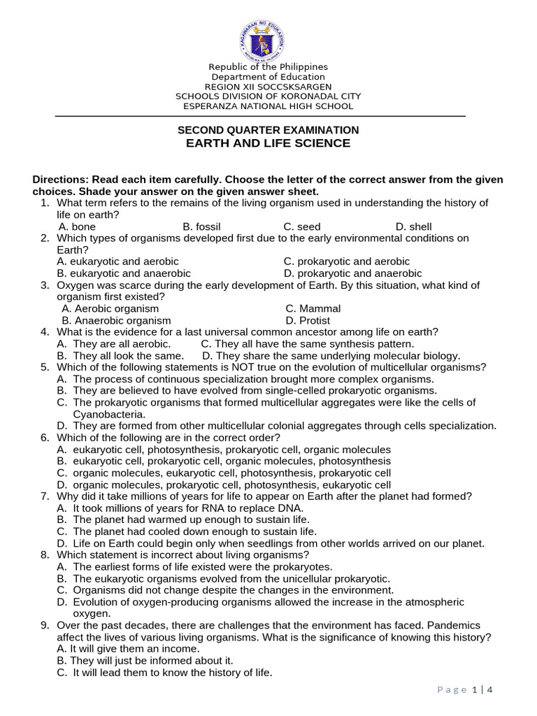Earth and Life Science Exam Questions | PDF | Reproduction | Plant Breeding