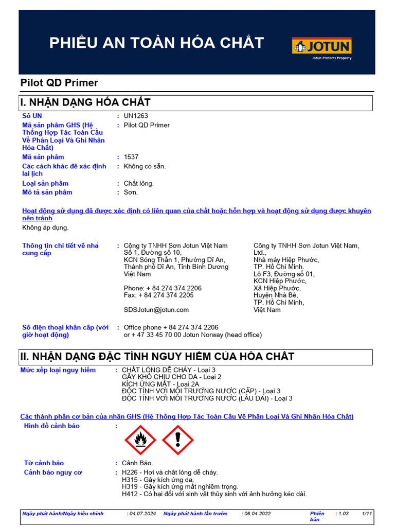 SDS 1537 Pilot QD Primer vi-VN VN | PDF