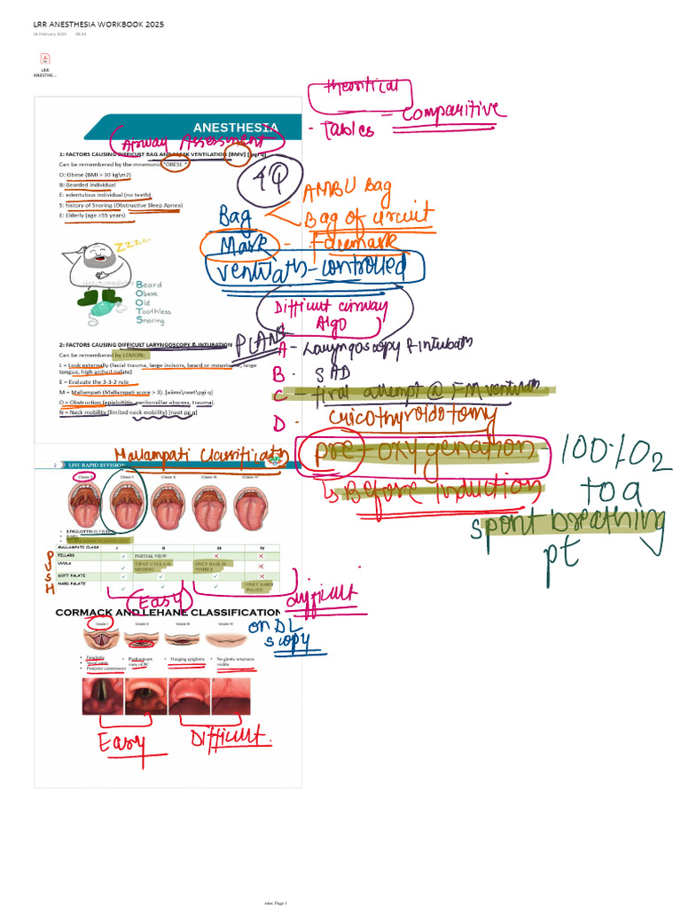Anesthesia LRR (Annotated) Workbook @dams - New - Robot | PDF