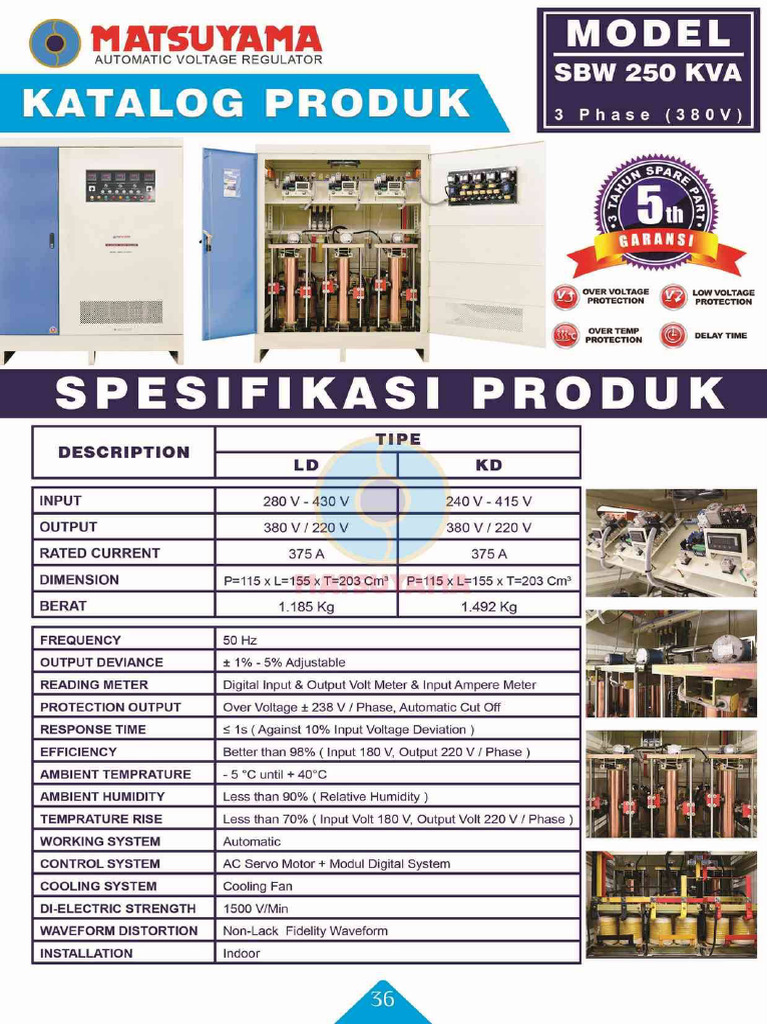 Spec Sheet SBW 250 KVA 3 Phase Versi PDF | PDF