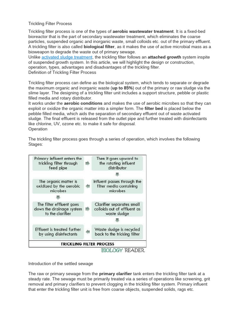 Trickling Filter Process | PDF | Sewage Treatment | Filtration