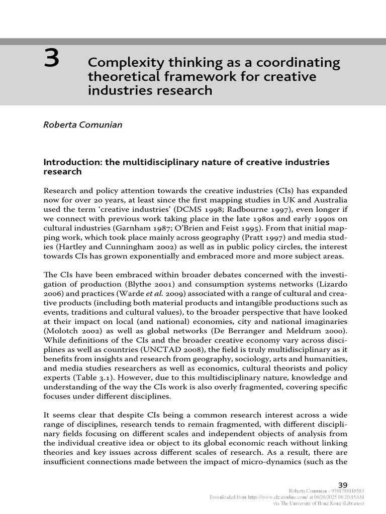 Complexity Thinking Comunian | PDF | Creativity | Complexity
