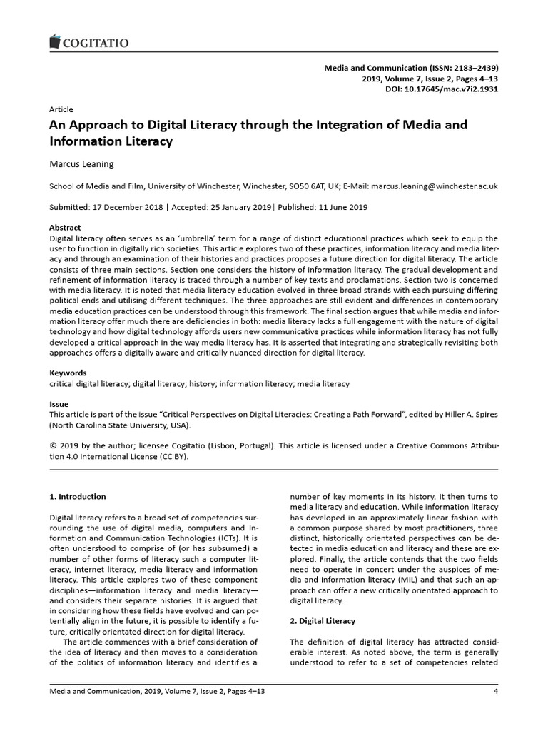 MaC 7 (2) - An Approach To Digital Literacy Through The Integration of ...