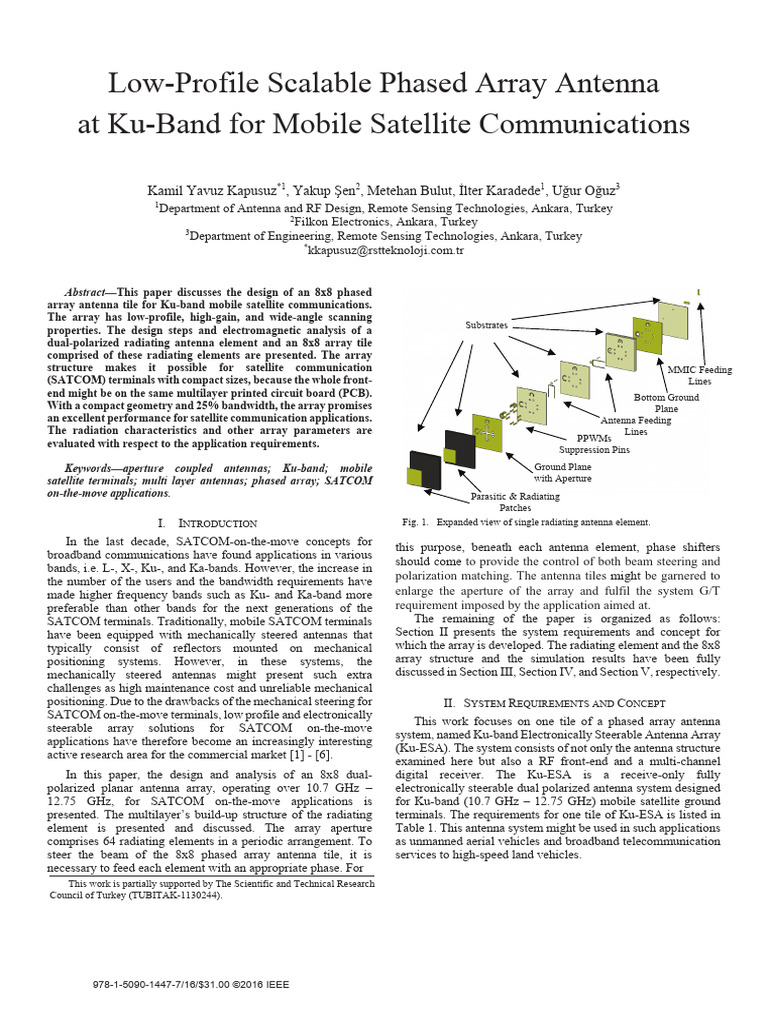 Low-Profile Scalable Phased Array Antenna at Ku-Band For Mobile Satellite Communications | PDF ...