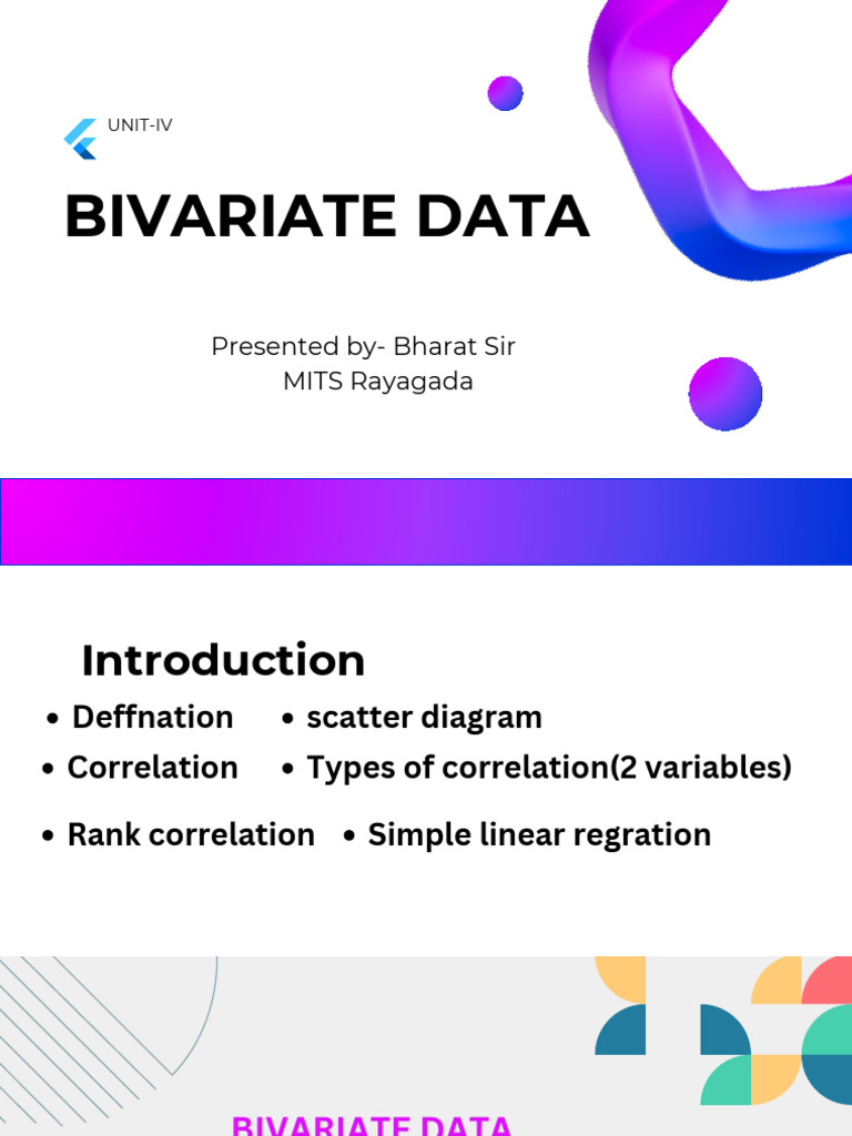 Bivariate Data -Unit-iv_20250623_120651_0000 | PDF | Descriptive Statistics | Multivariate ...