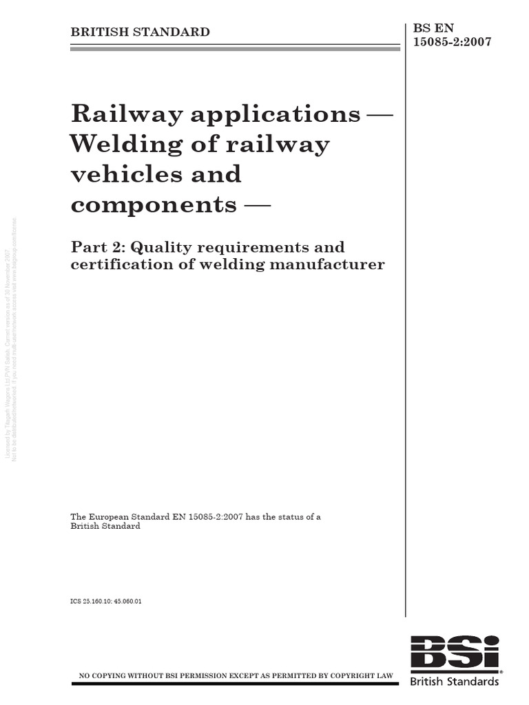 Railway Applications - Welding of Railway Vehicles and Components | PDF ...