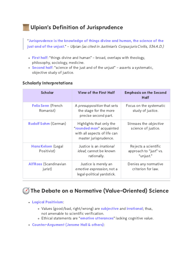 Ulpian's Jurisprudence: Justice Science Explained | PDF | Jurisprudence ...