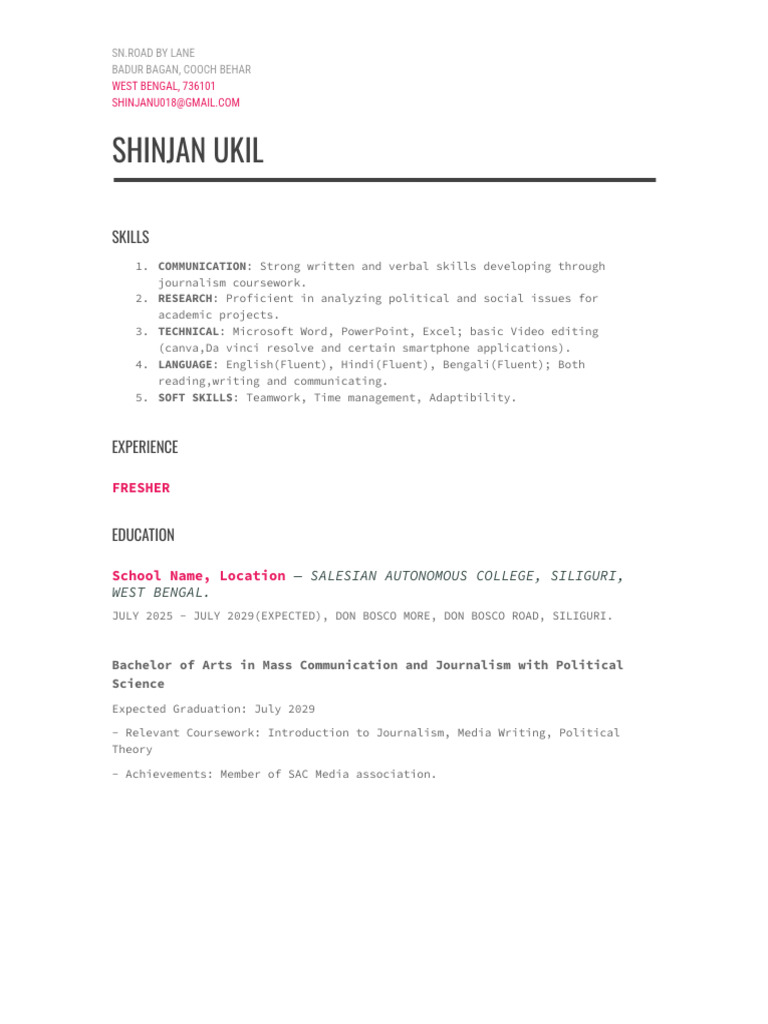 Shinjan Ukil: Skills | PDF