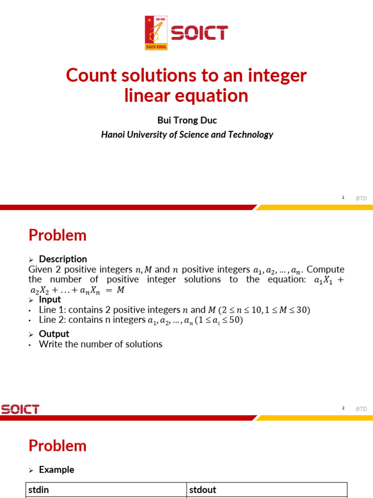 Count Solution To Integer Linear Equation | PDF