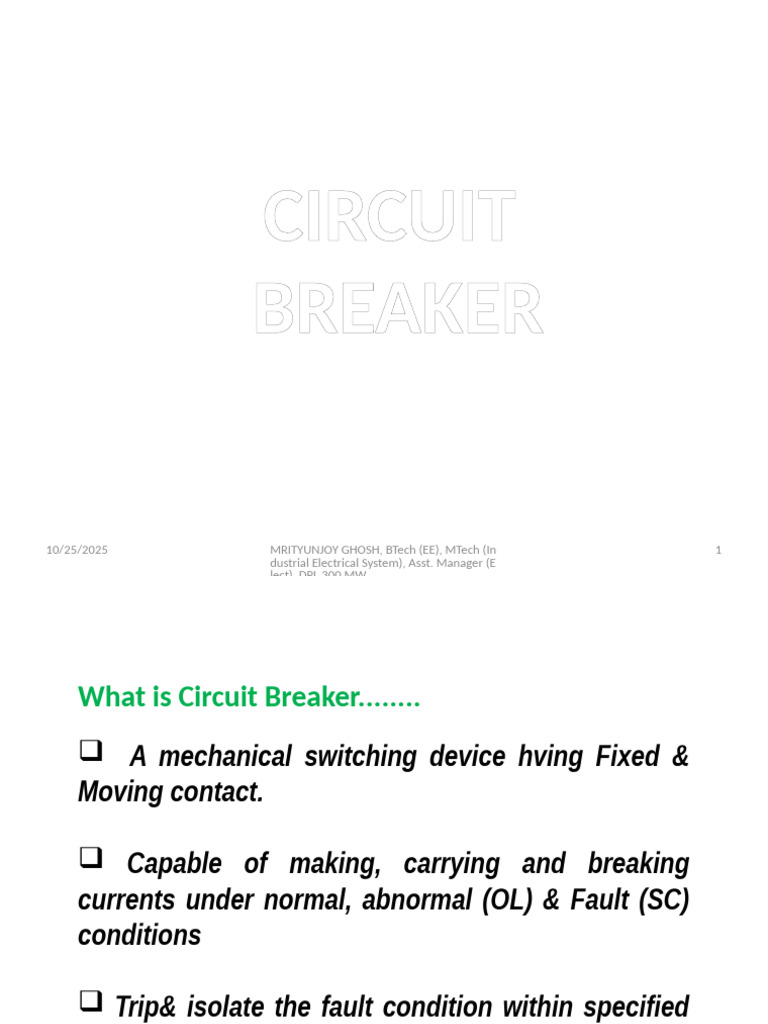 Circuit Breaker | PDF | Electric Arc | Electrical Engineering