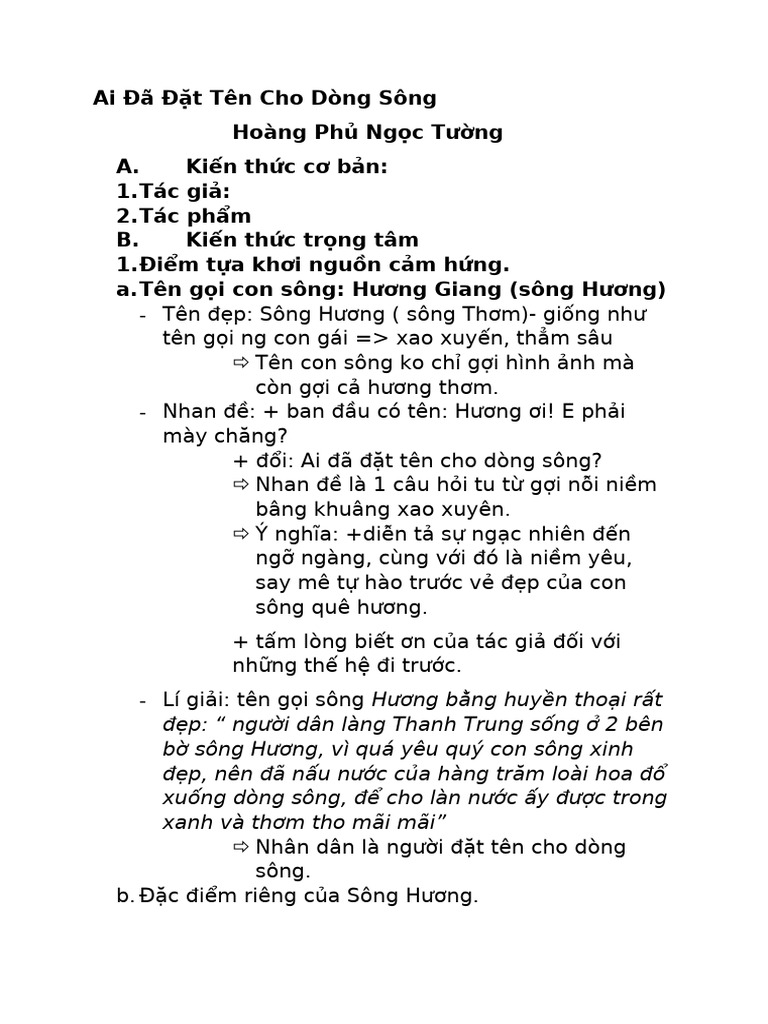 Ai Đã Đặt Tên Cho Dòng Sông | PDF