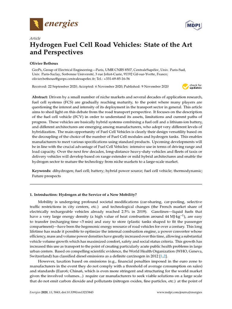 Hydrogen Fuel Cell Vehicles Overview | PDF | Rechargeable Battery ...