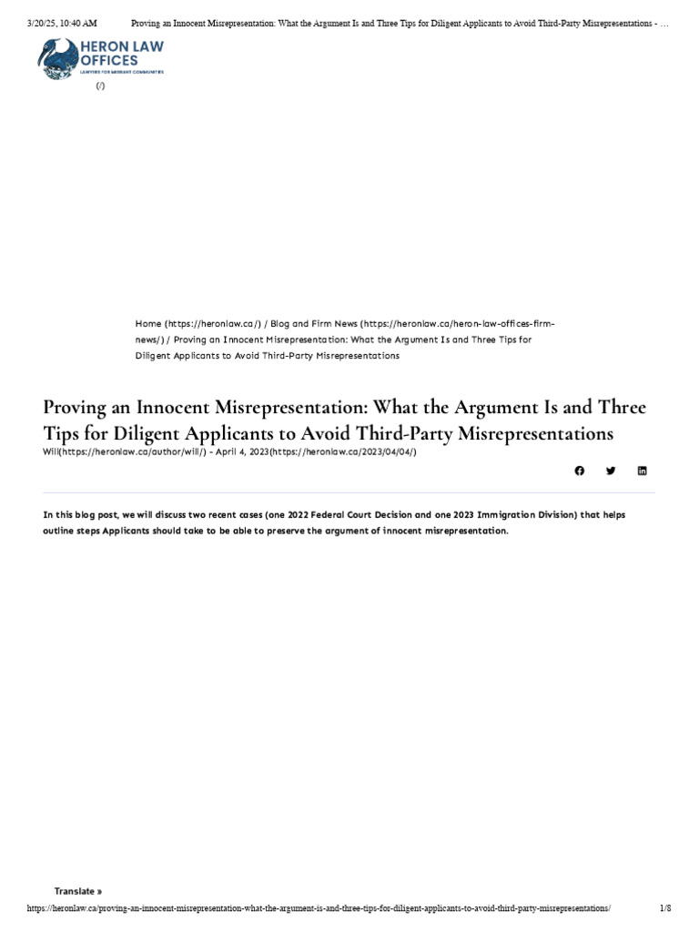Innocent Misrepresentation Tips for Applicants | PDF ...
