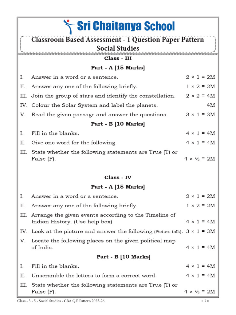 Social Studies CBA Q.P Pattern 2025-26 | PDF
