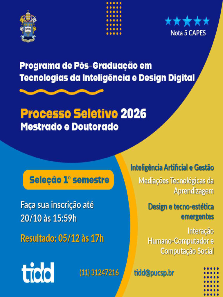 Processo Seletivo 2026 - TIDD | PDF