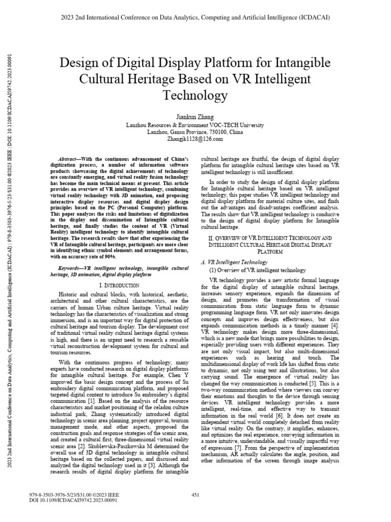 Design of Digital Display Platform for Intangible Cultural Heritage ...