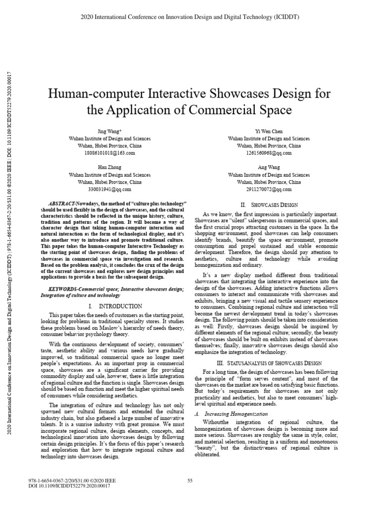 Human-Computer Interactive Showcases Design For The Application of ...