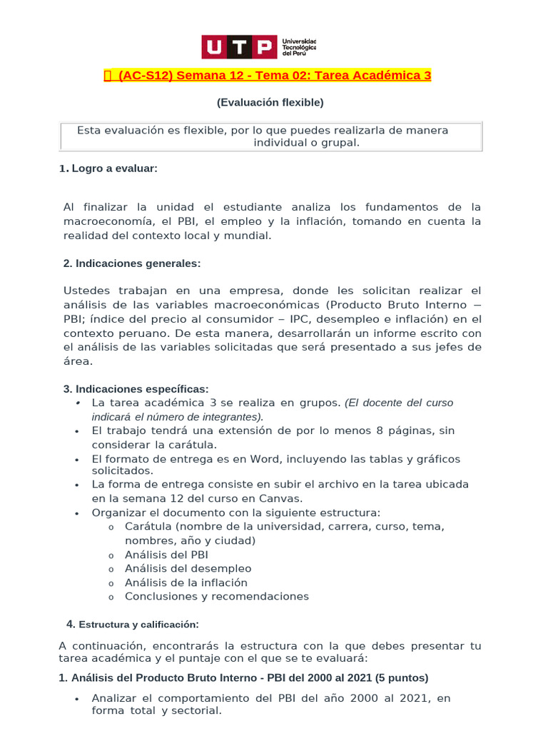 ? (AC-S12) Semana 12 - Tema 02 Tarea Académica 3 (MICRO Y MACROECONOMIA) (TERMINADO - ) | PDF ...