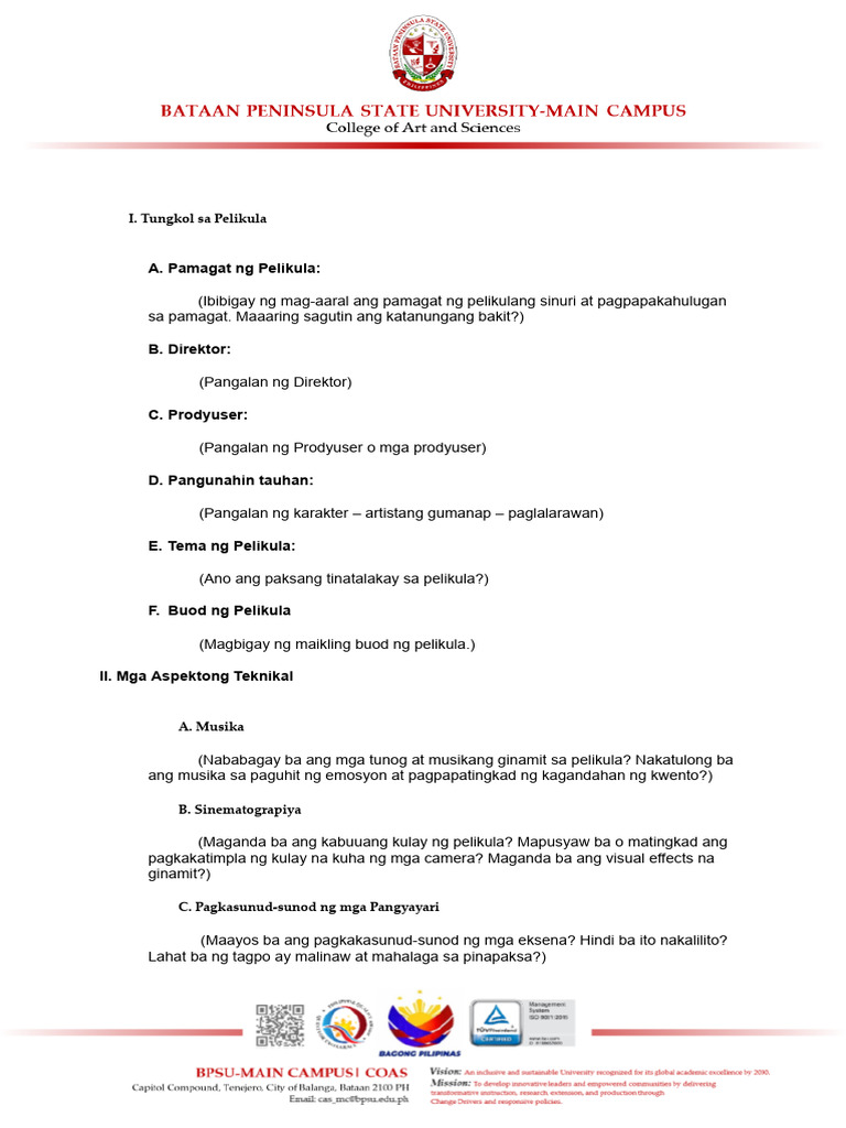 Gabay Sa Pagsusuri NG Pelikula at Guide Questions Finalnaito | PDF