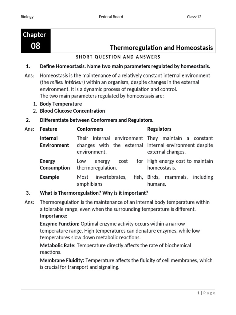 Thermoregulation and Homeostasis Explained | PDF | Thermoregulation ...